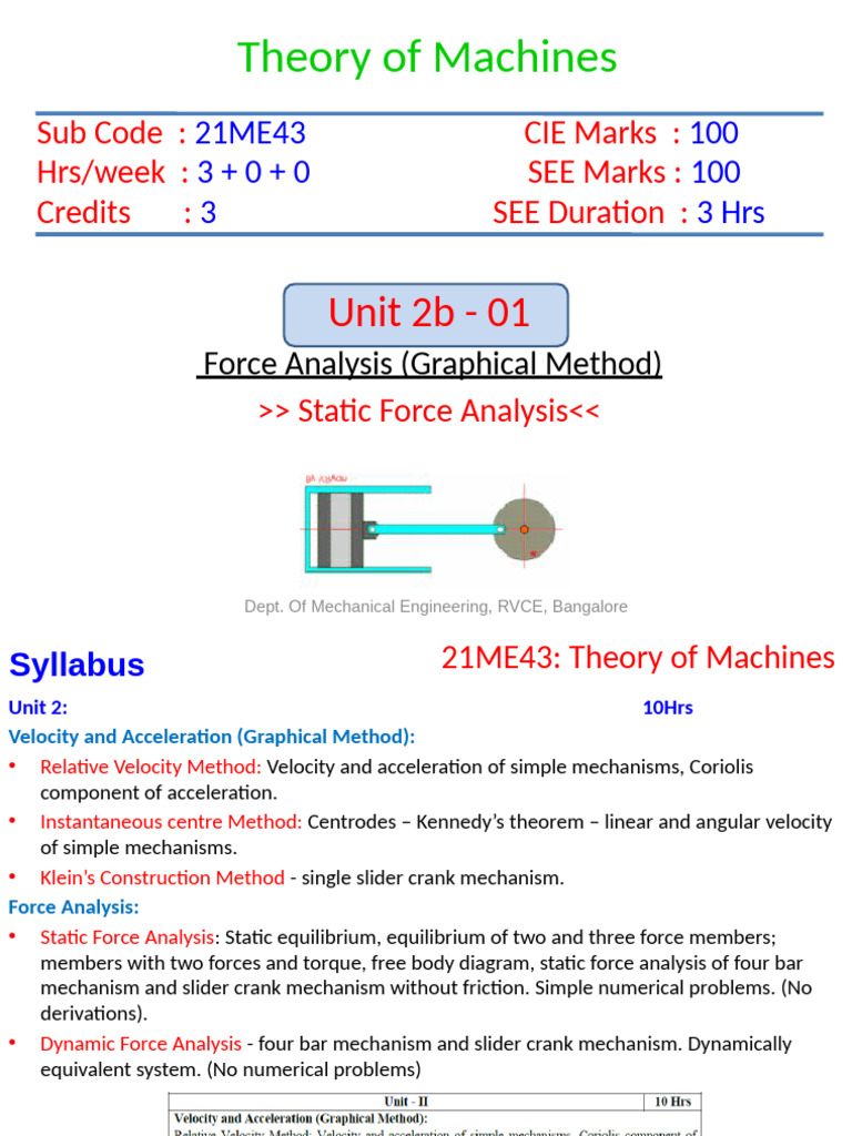 02 - 21ME43-TOM-Static - Force - Analysis-R2 (1) (Autosaved) | PDF