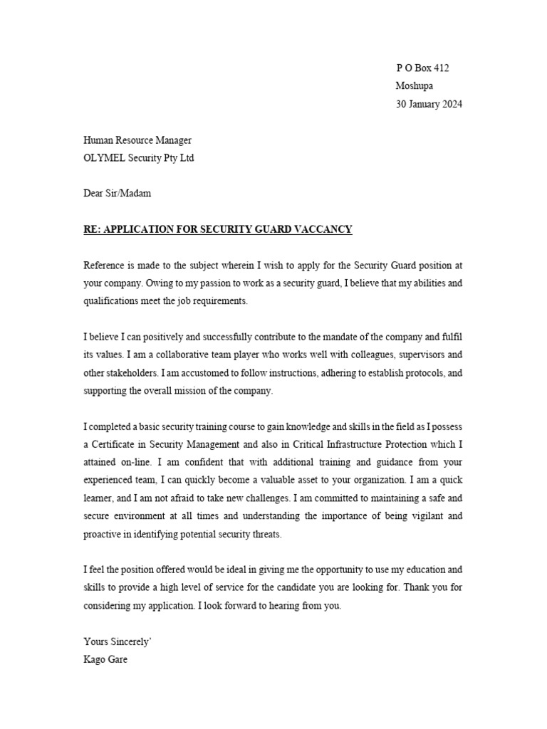 OLYMEL Application Letter | PDF