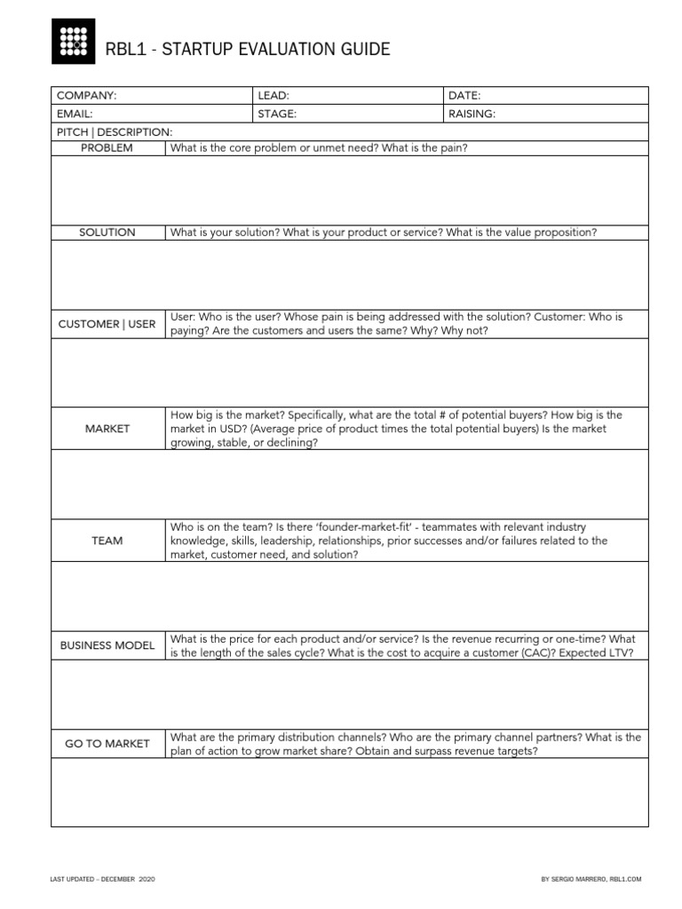 Startup Evaluation Guide 1723106493 | PDF