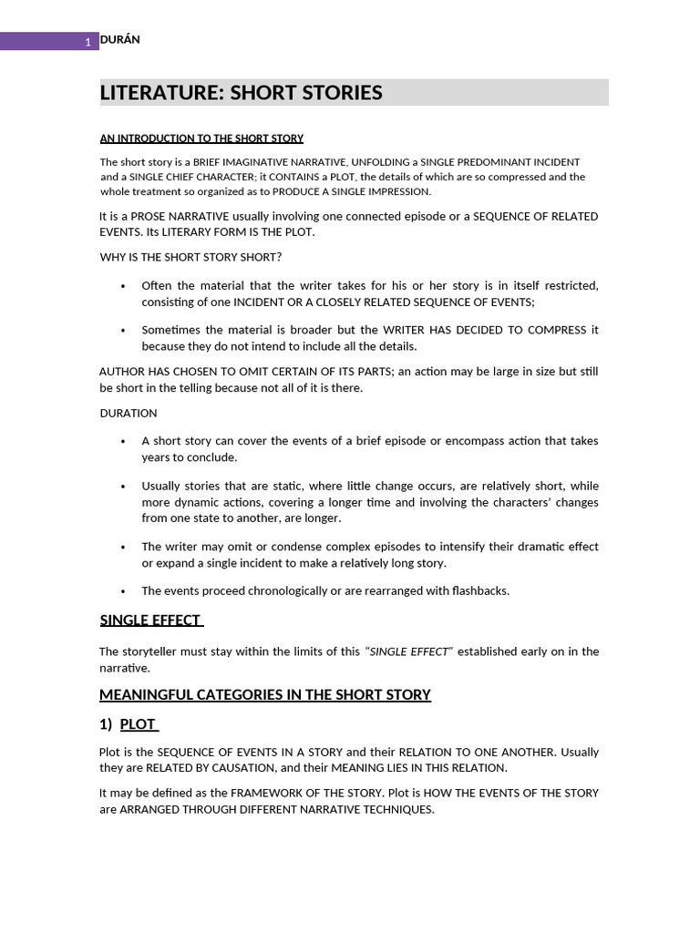 Literature Short Stories Test and Authors | PDF