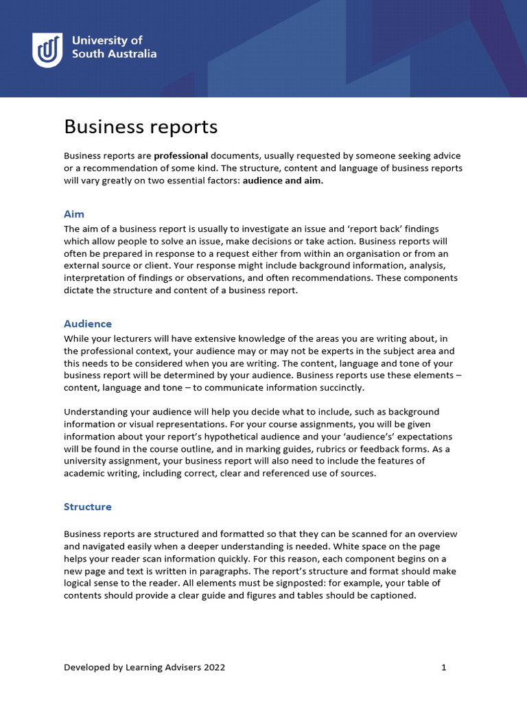 Business Report Writing Guide | PDF | Information | Sentence (Linguistics)