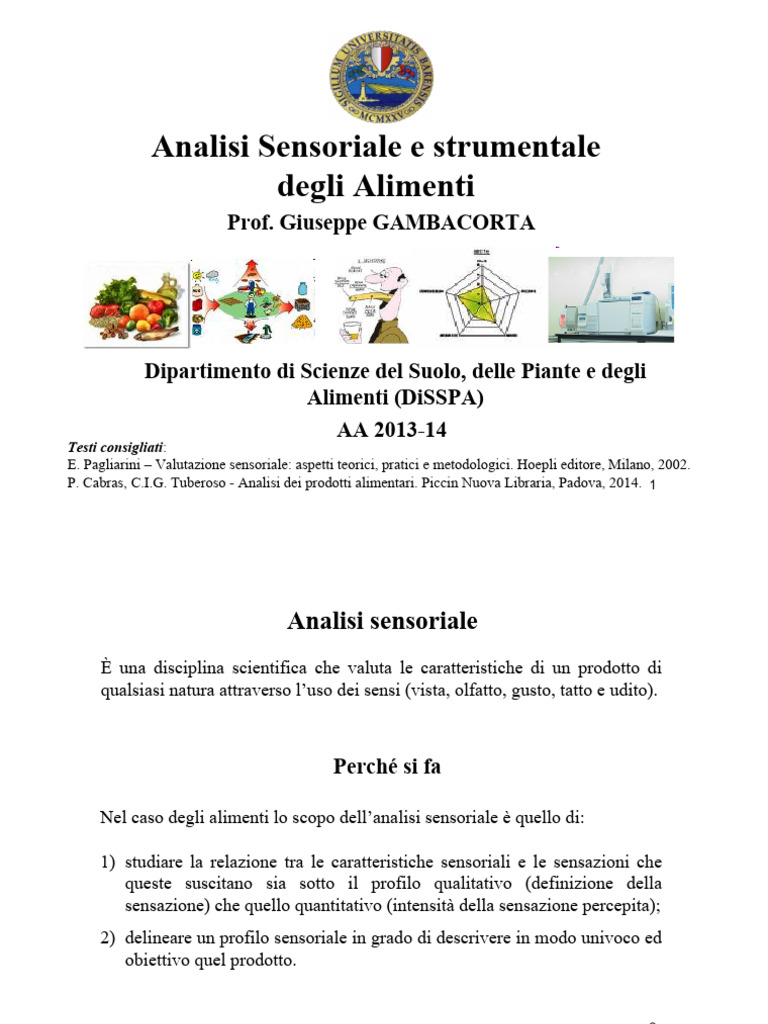Introduzione Analisi Sensoriale e Fisiologia Dei Sensi | PDF