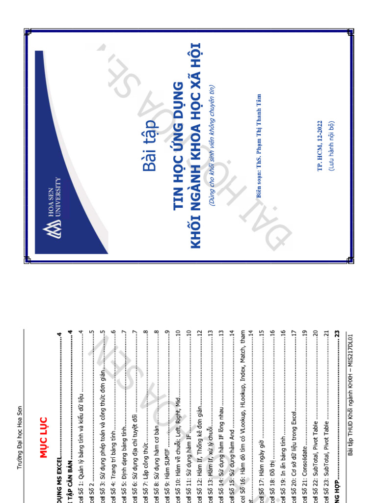 Bài Tập Tin Học Ứng Dụng Khối Khxh | PDF