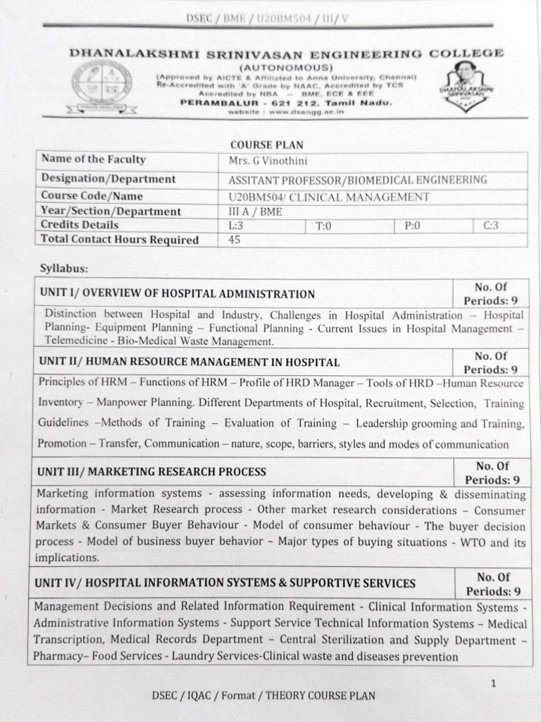 CM Course Plan | PDF