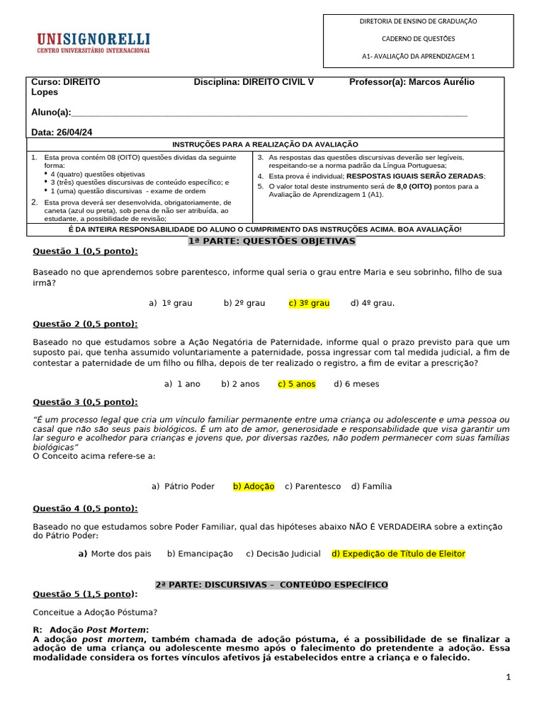 PROVA A1 Gabarito 20240502-220248 | PDF