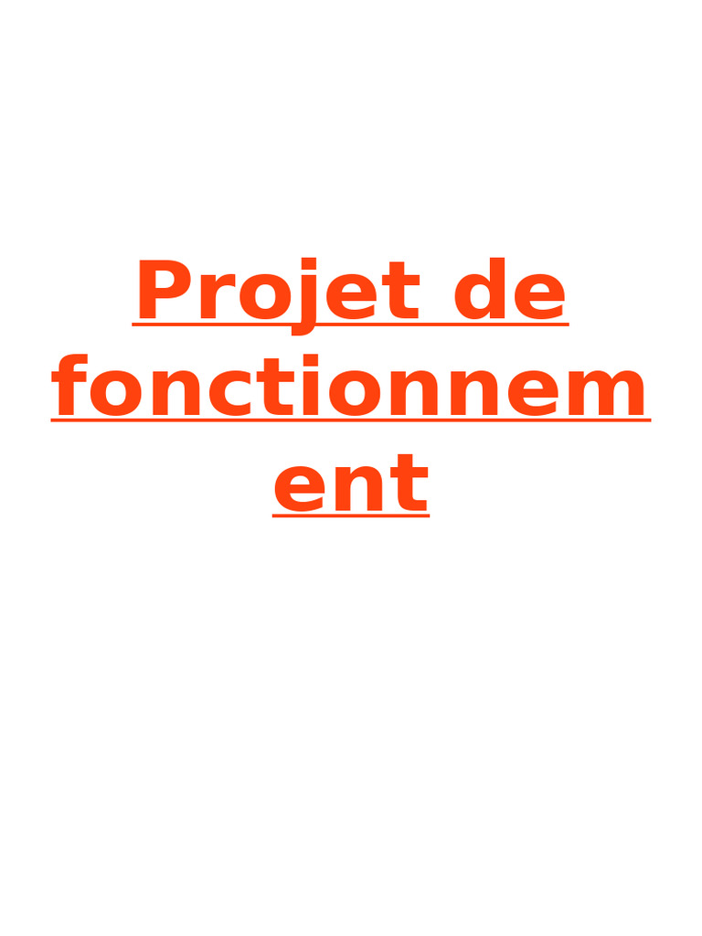 Projet de Fonctionnement | PDF