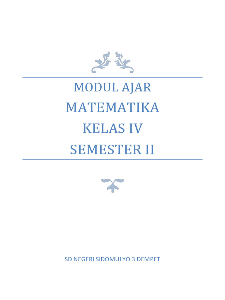 Modul Ajar Matematika Kelas Iv | PDF