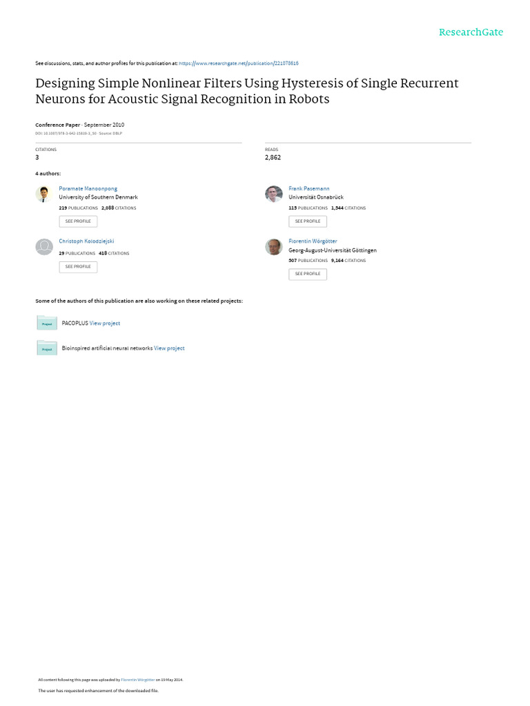 Designing Simple Nonlinear Filters Using Hysteresi | PDF