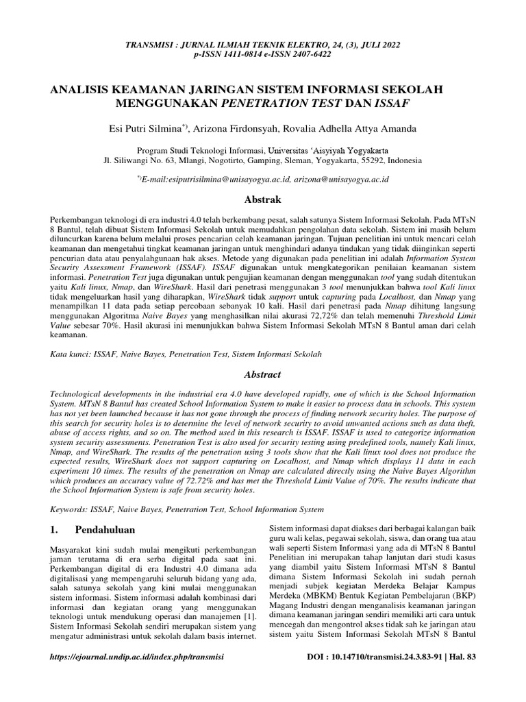Analisis Keamanan Jaringan Sistem Inform | PDF