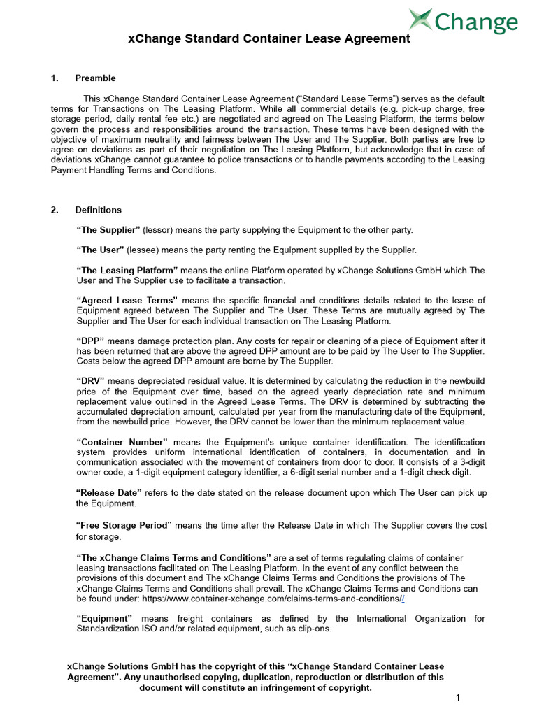 xChangeStandard-Container-Lease-Agreement | PDF
