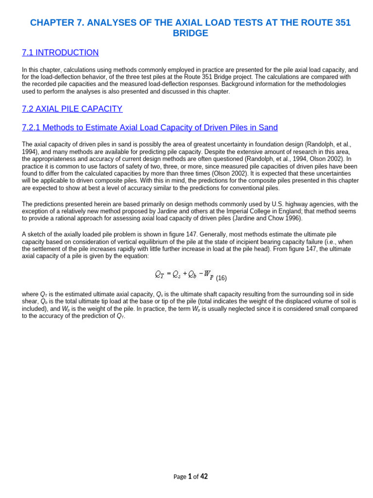 Chapter 7. Analyses of The Axial Load Tests at The Route 351 Bridge | PDF