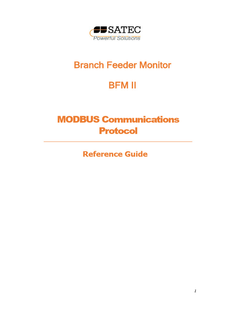 BFM II Modbus Communications Protocol Reference Guide | PDF