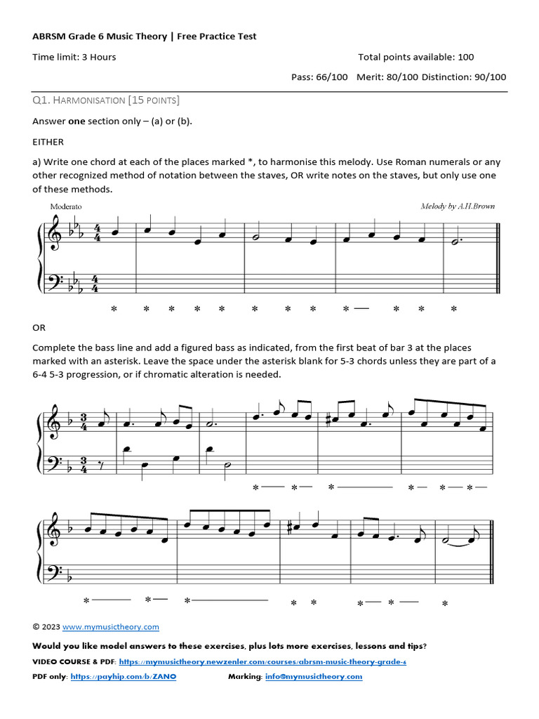 ABRSM Grade 6 Practice Test | PDF