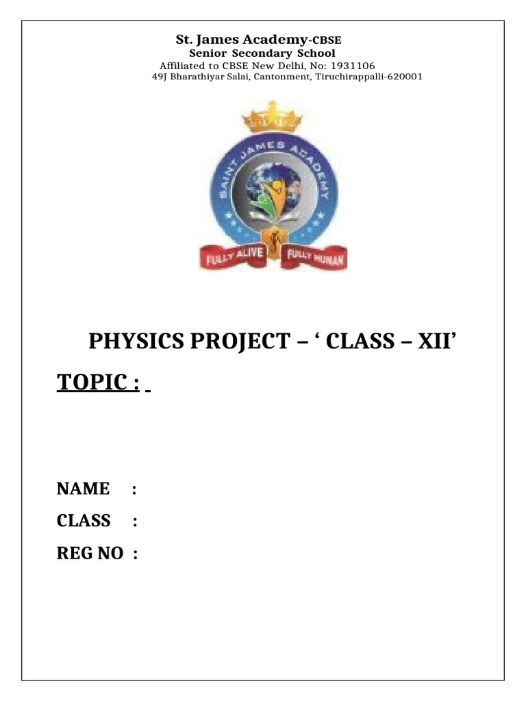 Physics Practical Note Front Page | PDF