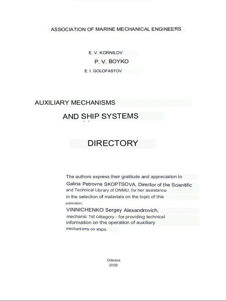 Auxiliary Mechanisms and Ship Systems Directory | PDF