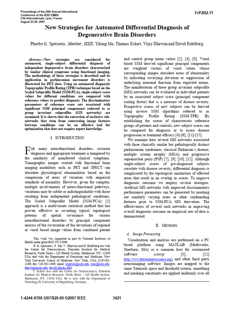 New Strategies For Automated Differential Diagnosis of Degenerative ...