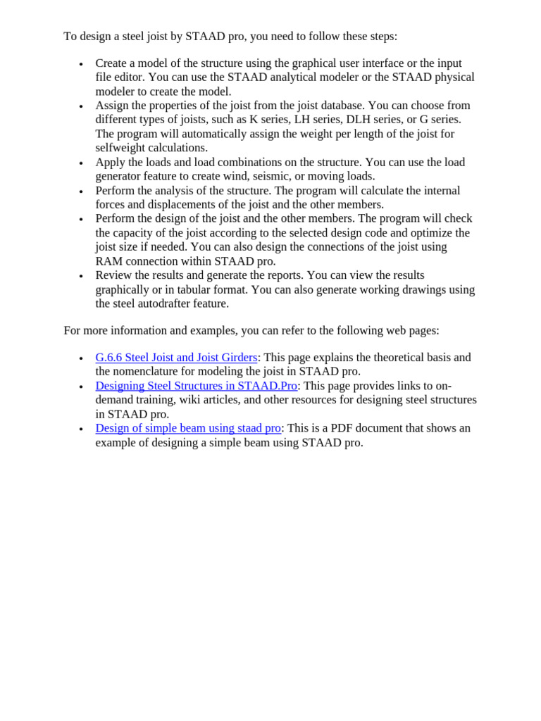 Design A Steel Joist by STAAD Pro | PDF