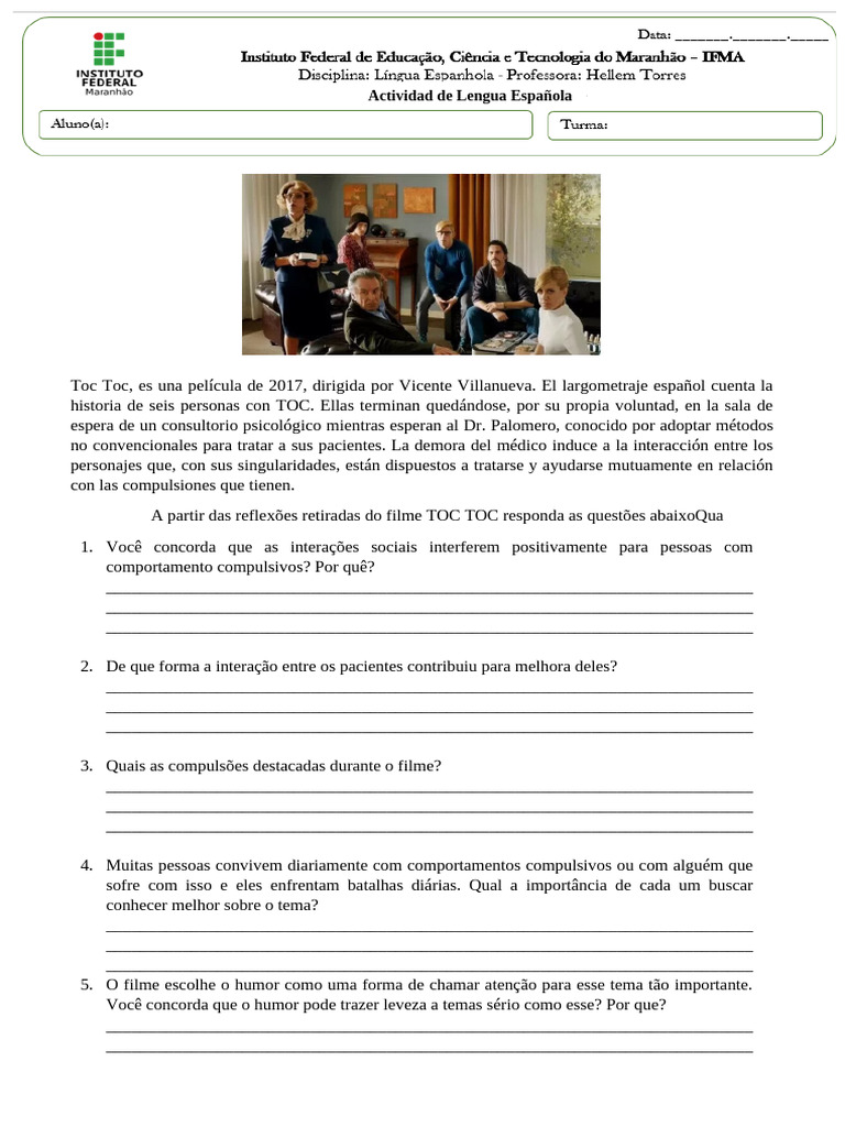 Toc Toc ATIVIDADE | PDF