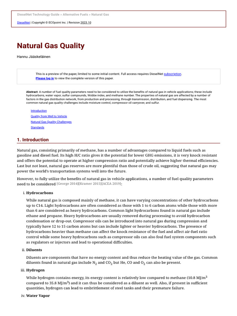 Natural Gas Quality | PDF