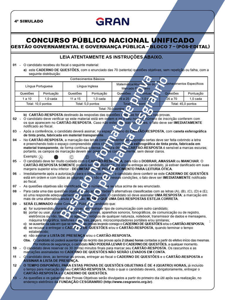 Simulado 4 - Bloco 7 | PDF