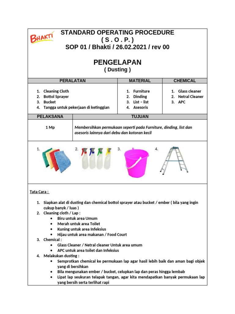 Standart Operasional Prosedure Daily Cleaning | PDF