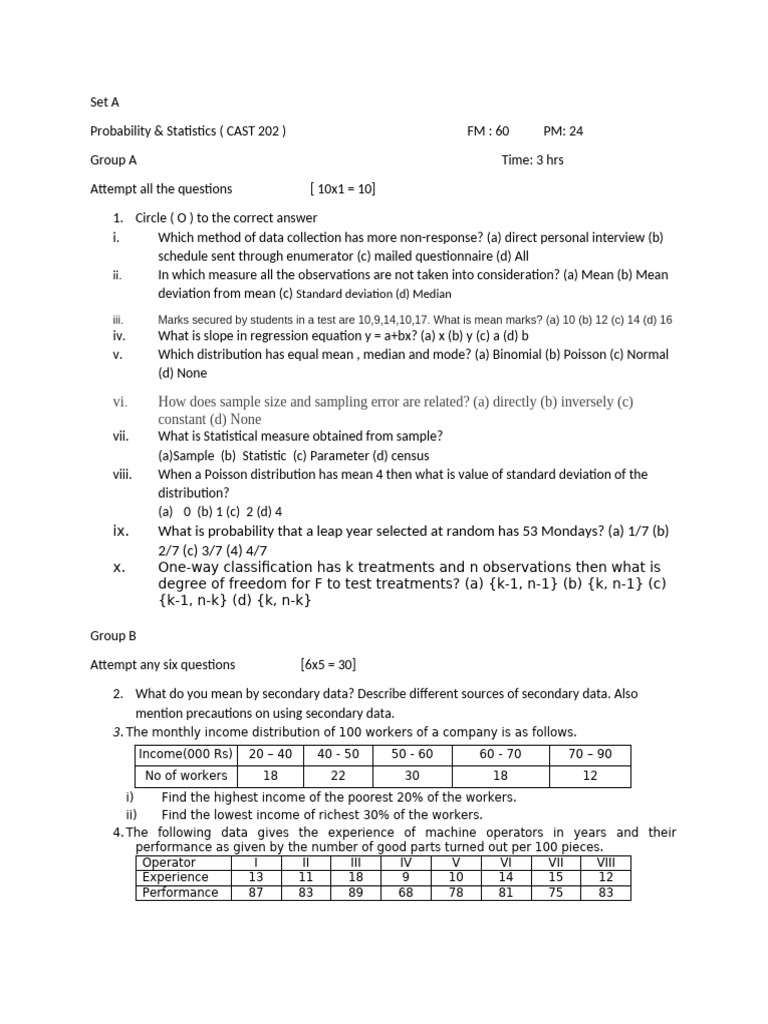 Question Sets | PDF