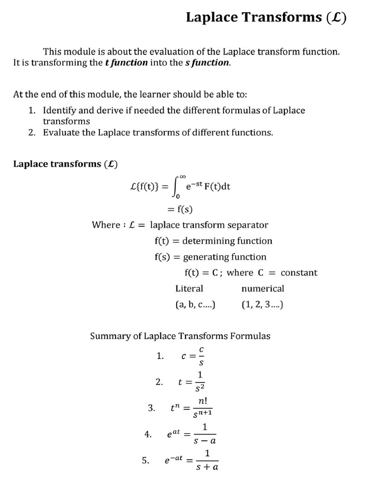 MATH 632 - Advanced Mathematics - Week 6 - Laplace Transforms | PDF