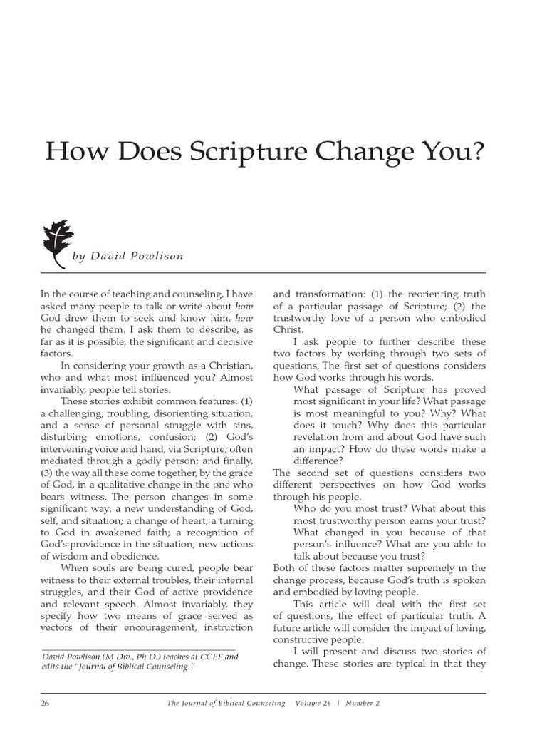 How Does Scripture Change You | PDF