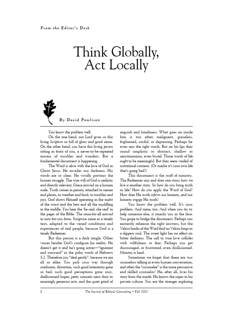 Think Globally, Act Locally | PDF