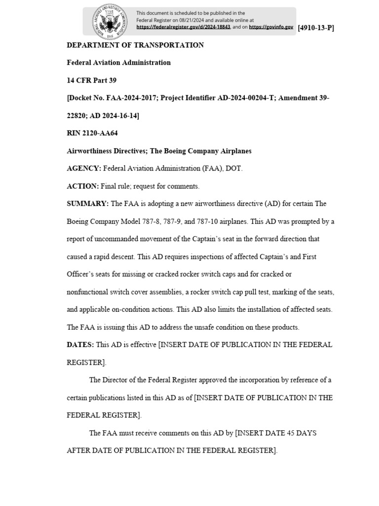 Boeing FAA AD | PDF