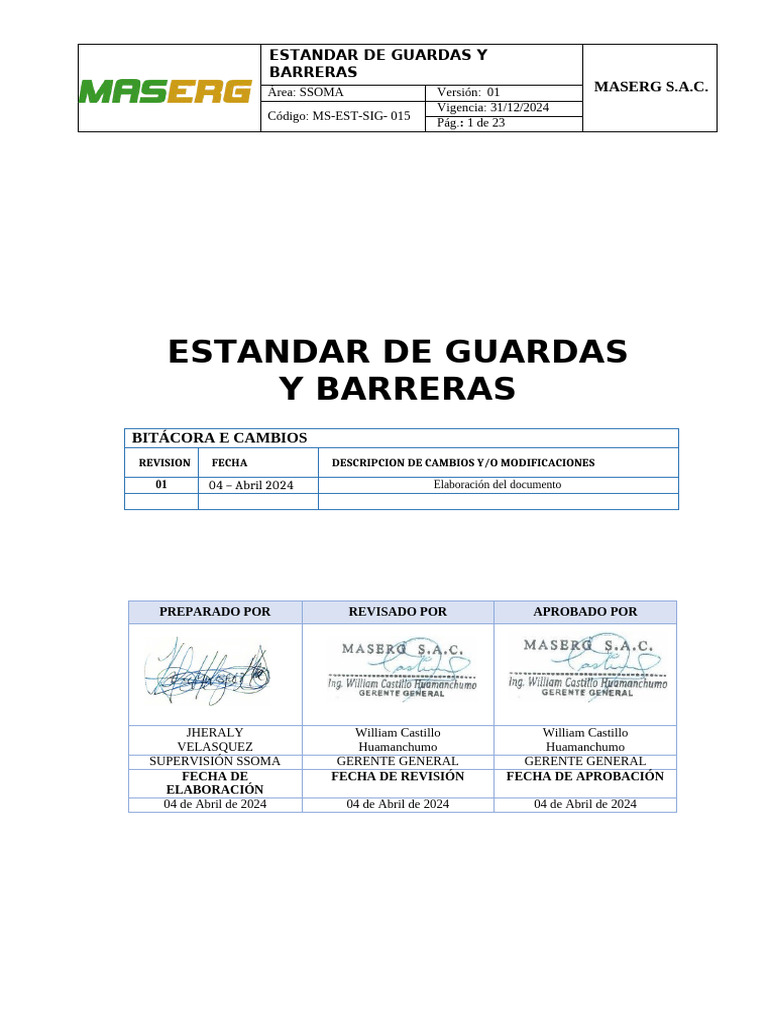 MS EST SIG 015 - Guardas y Barreras | PDF