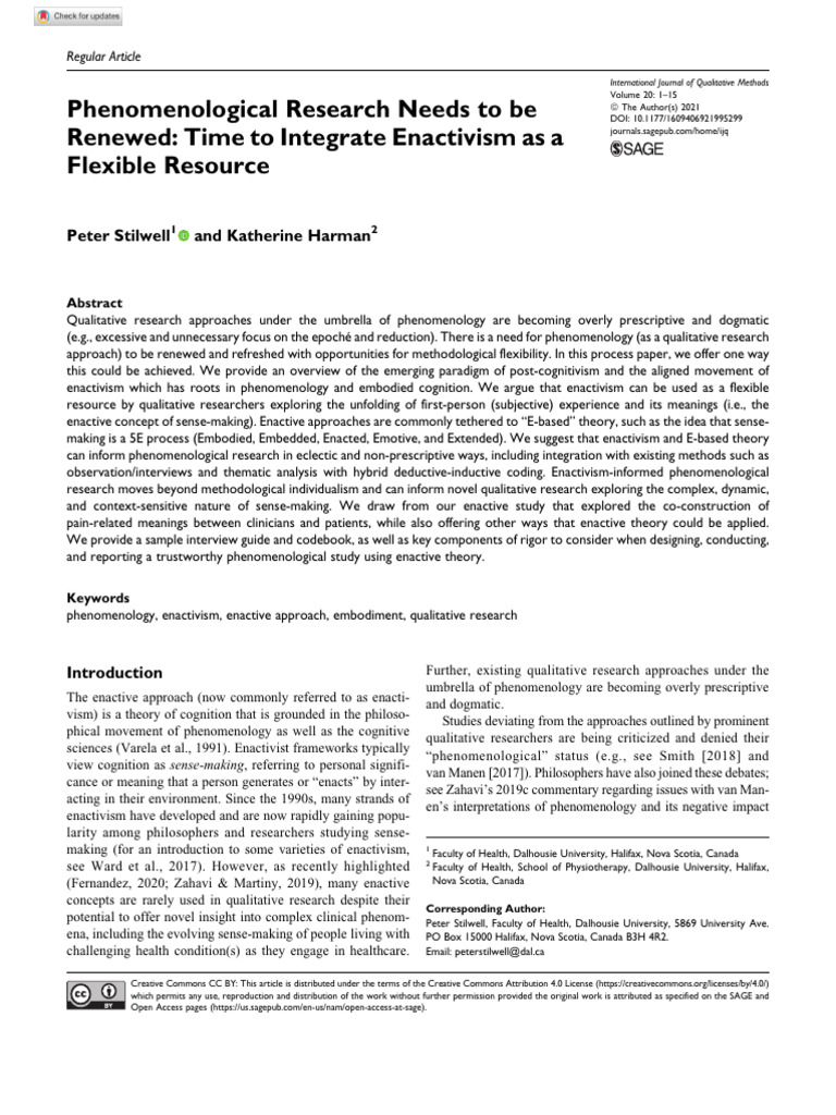 Stilwell Harman 2021 Phenomenological Research Needs To Be Renewed Time ...