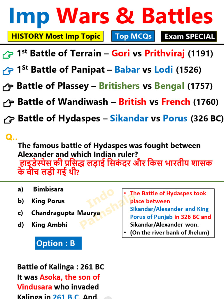 Imp Battles of History (Top MCQS) | PDF