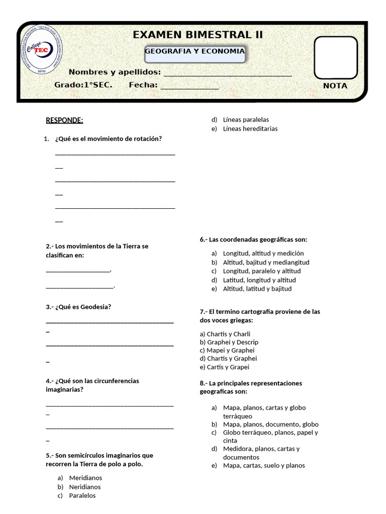 1ro Sec. Geo - Ii | PDF