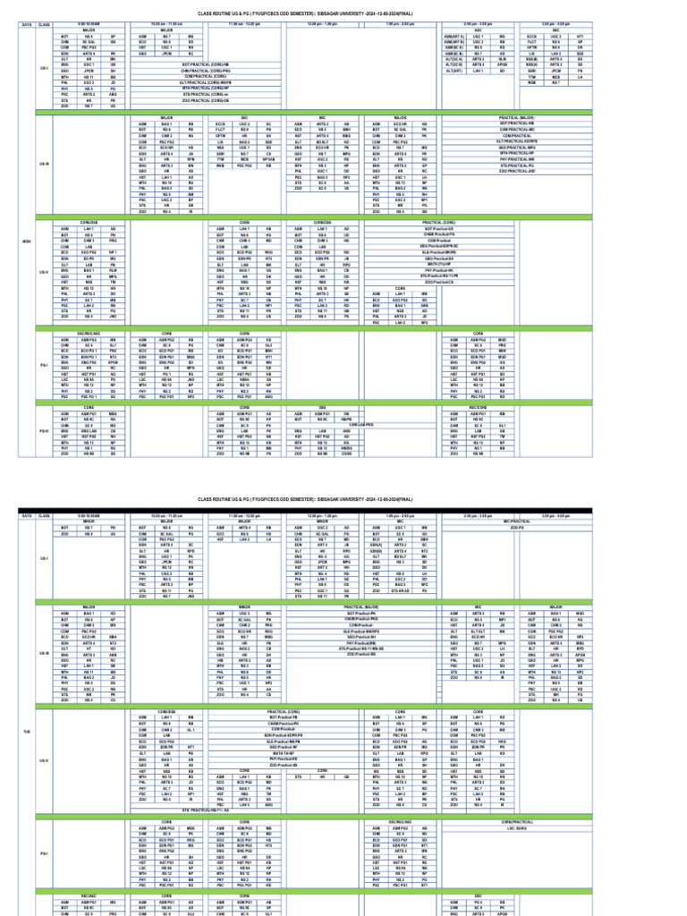 Class Routine Ug & PG (Fyugp/Cbcs Odd Semester) :: Sibsagar University - 2024 - 12-08-2024 ...