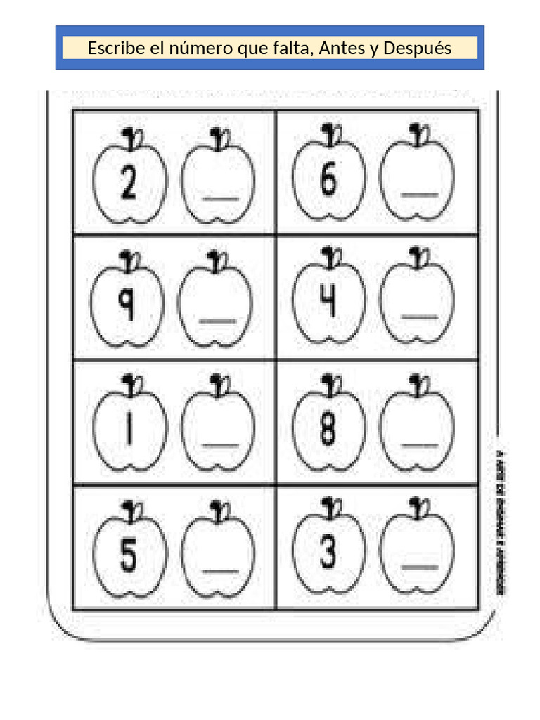 Números Antes y Despues | PDF