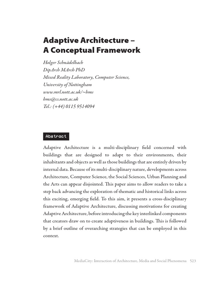 Adaptive Architecture A Conceptual Framework | PDF
