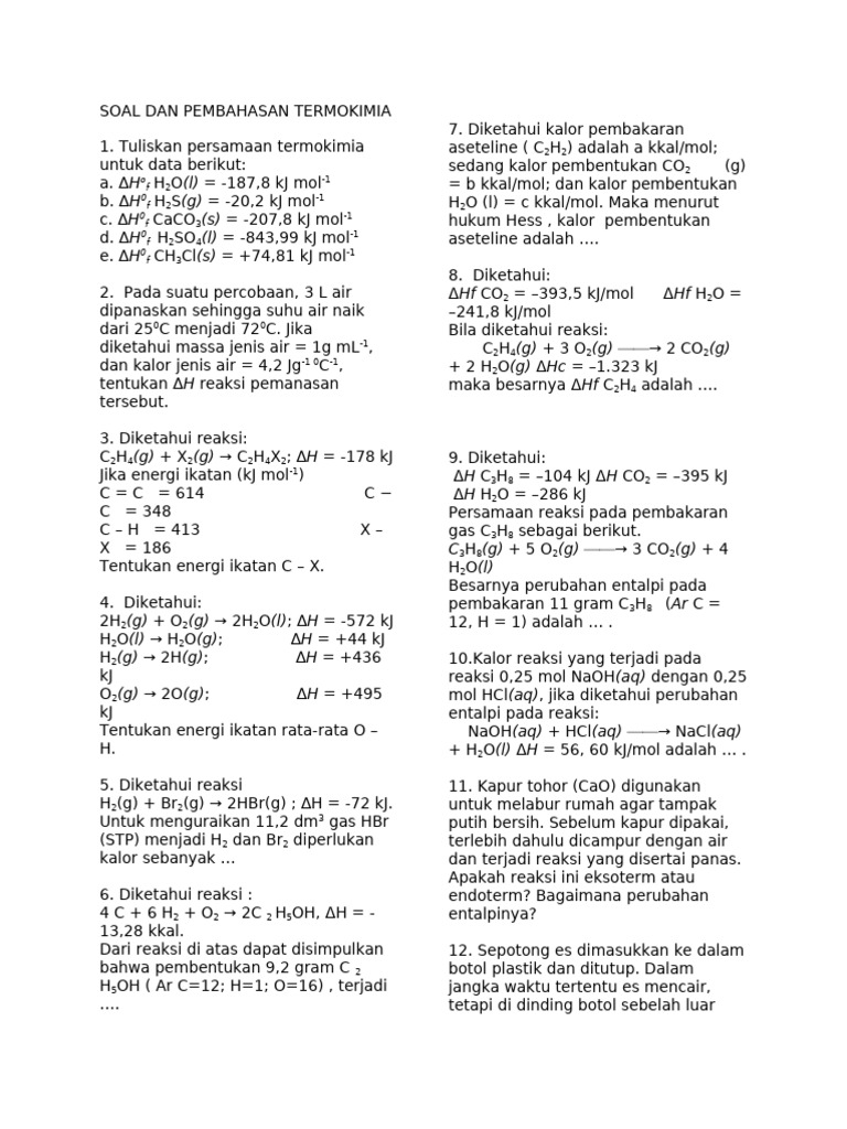 Soal Termokimia | PDF