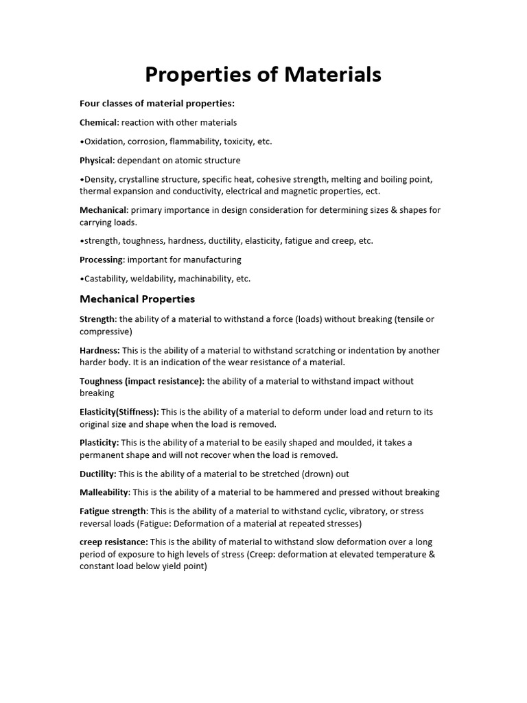 Properties of Materials File | PDF