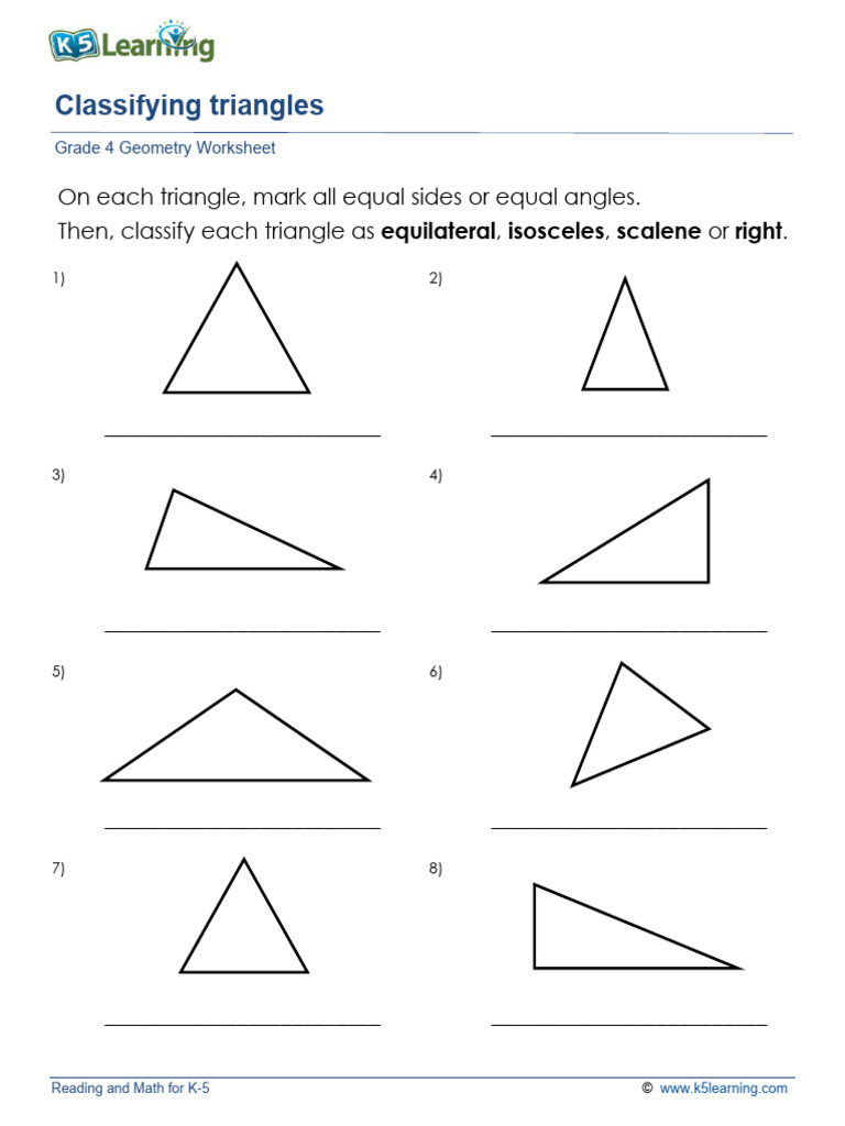 Grade 4 Geometry Classifying Triangles B | PDF