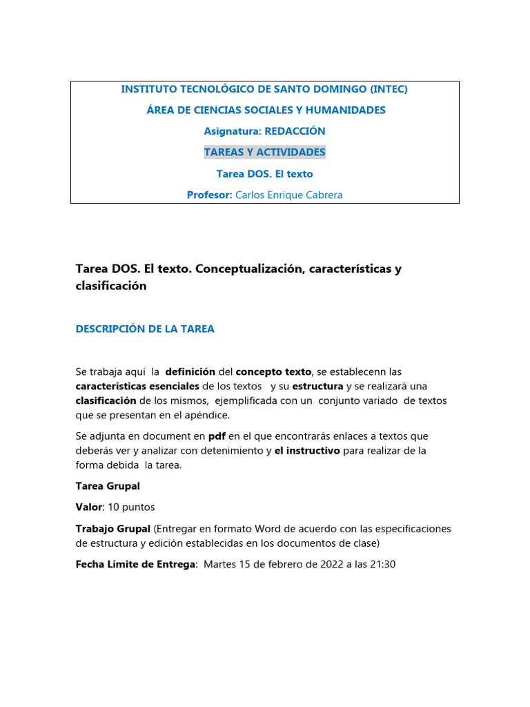 Tarea DOS El Texto | PDF