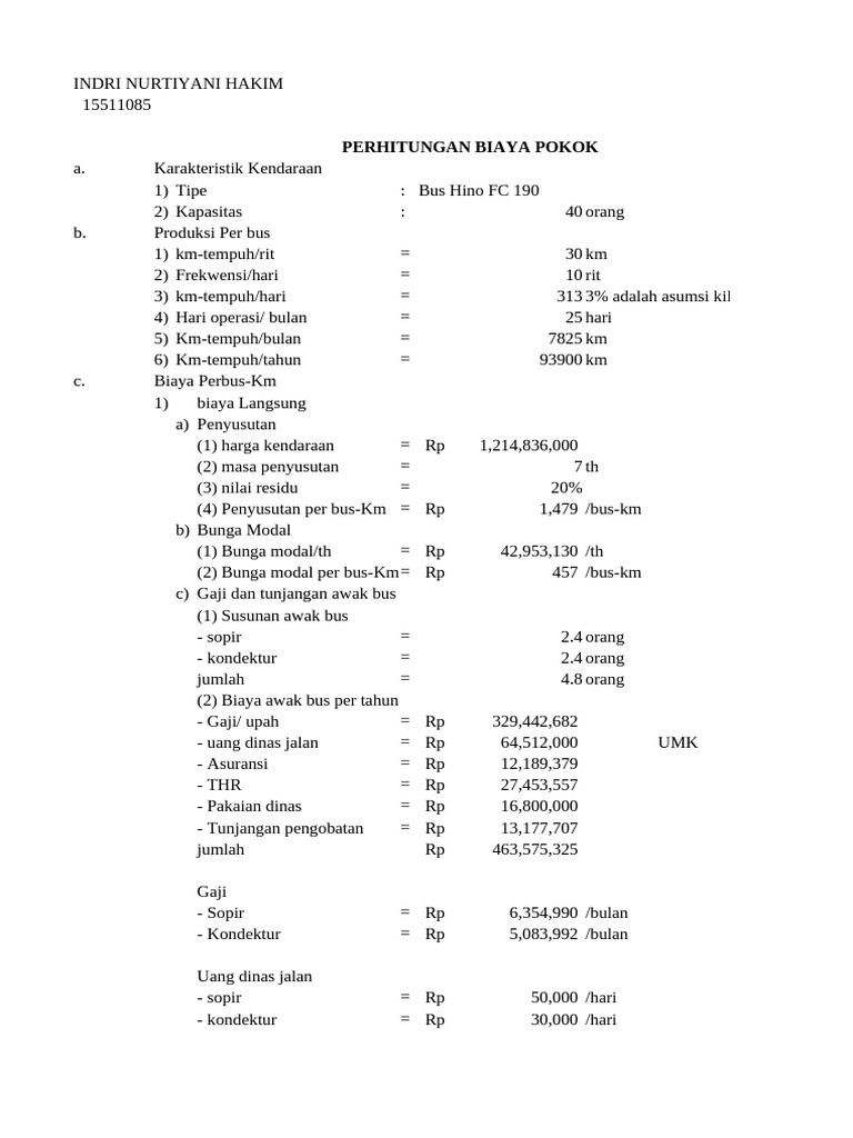 Biaya Pokok Indri | PDF