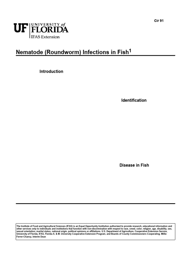 Nematode (Roundworm) Infections in Fish: Roy P. E. Yanong | PDF
