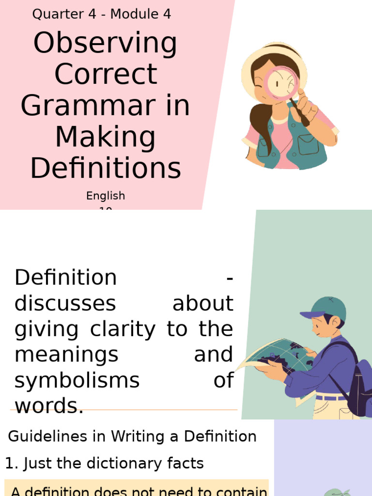 Observing Correct Grammar in Making Definitions: Quarter 4 - Module 4 | PDF