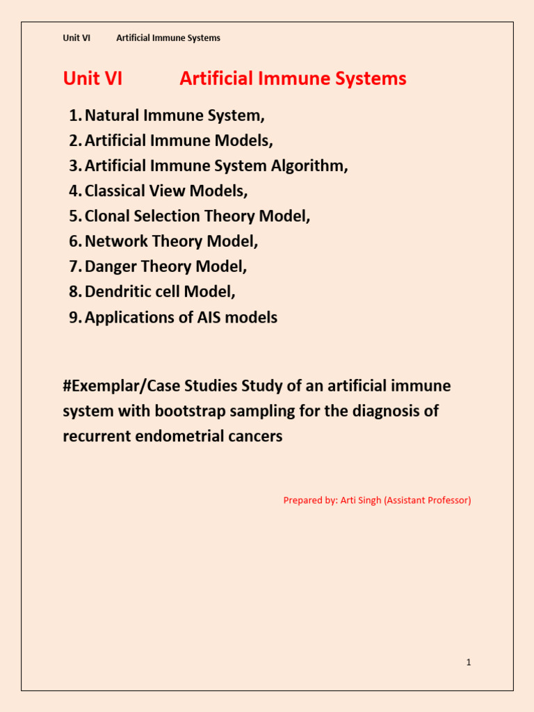 Unit VI Artificial Immune Systems | PDF
