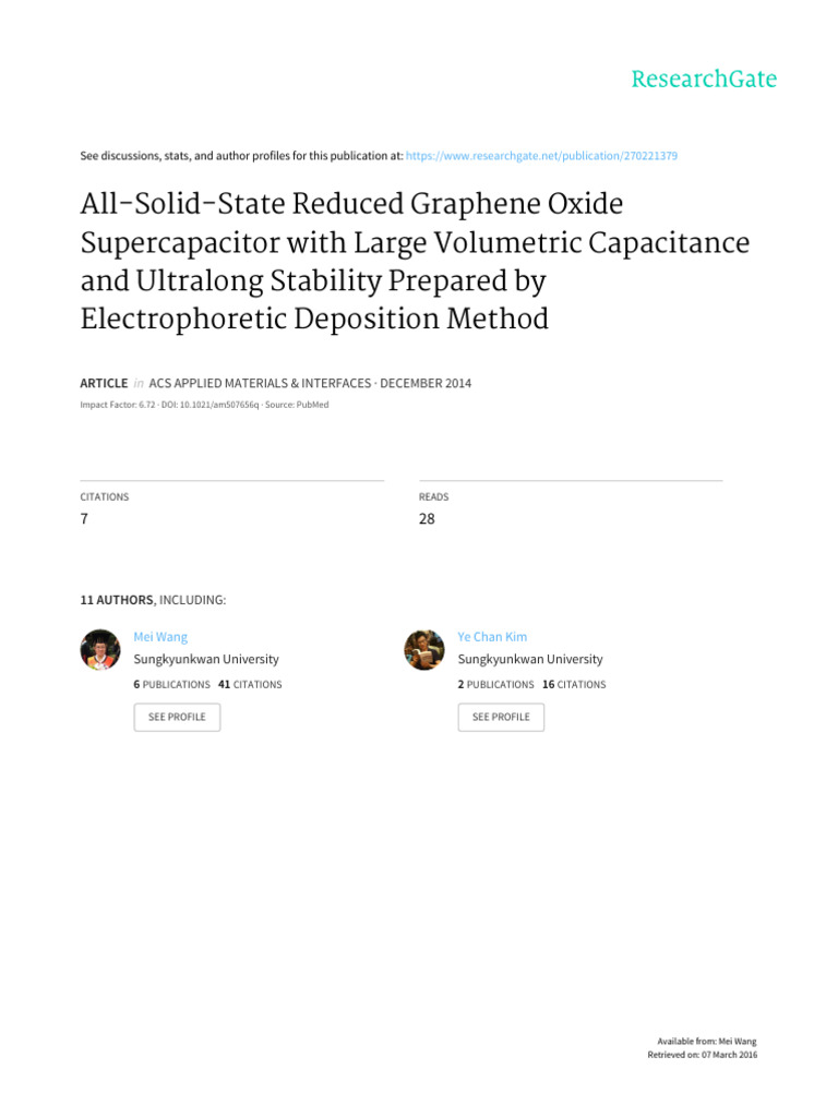 All Solid State Reduced Graphene Oxide Supercapacitor With Large | PDF