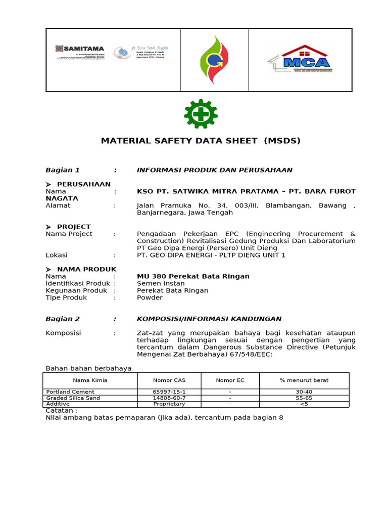 MSDS Mu Kso Pt. Samitama - PT BFN | PDF