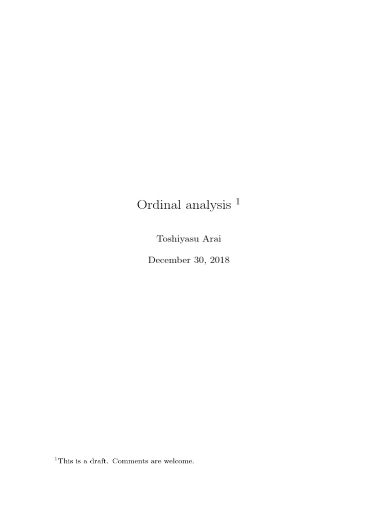 Ordinal Analysis | PDF