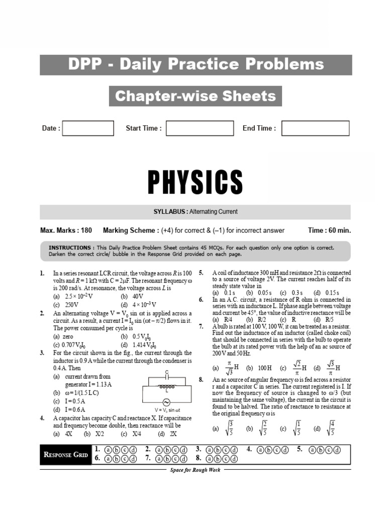 AC Circuits Worksheet | PDF