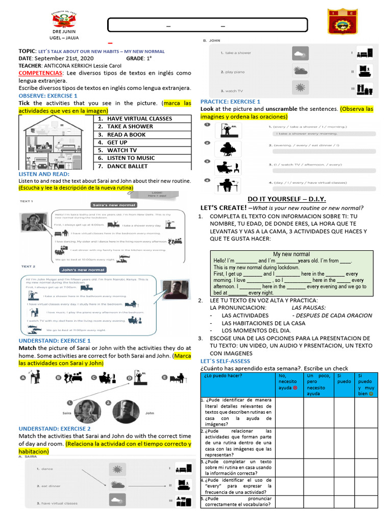 Carol-sesion 1° a 5°- Ingles - sem 25 | PDF